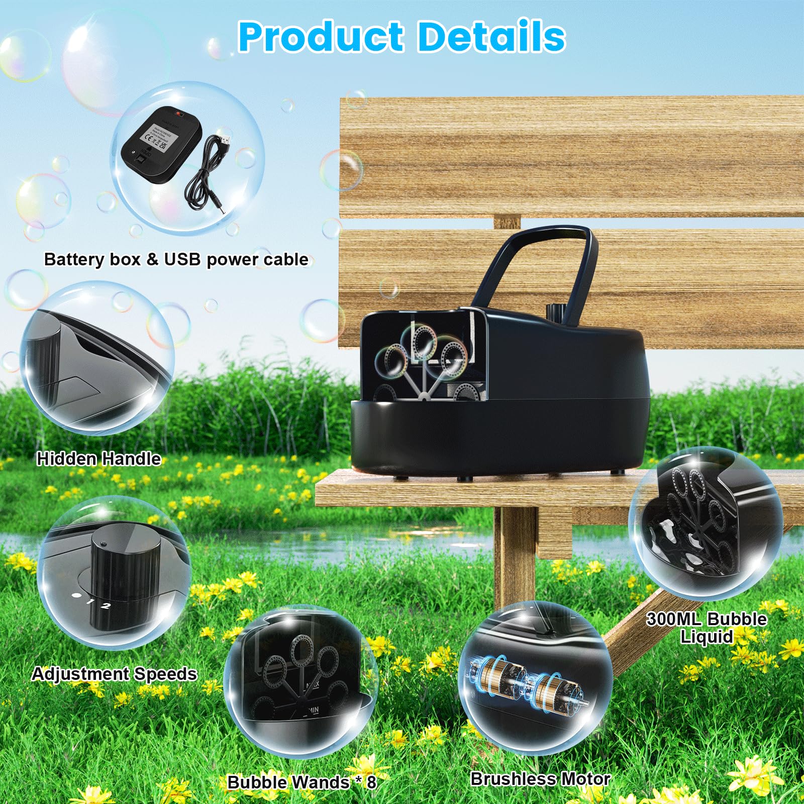 Bubble Machine, Electronic Bubble Blower, Automatic Bubble Maker, Portable Decoration Accessory for Weddings, Kids, Party