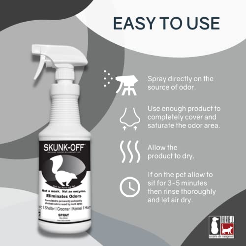 Skunk Off Skunk Odor Eliminator Pet Spray (32oz) - Ready To Use Skunk Odor Remover For Dogs, Cats, Home, Carpet, Car, Clothes & More β Skunk Spray w/ Non-Enzymatic Formula Safe For Pets & People