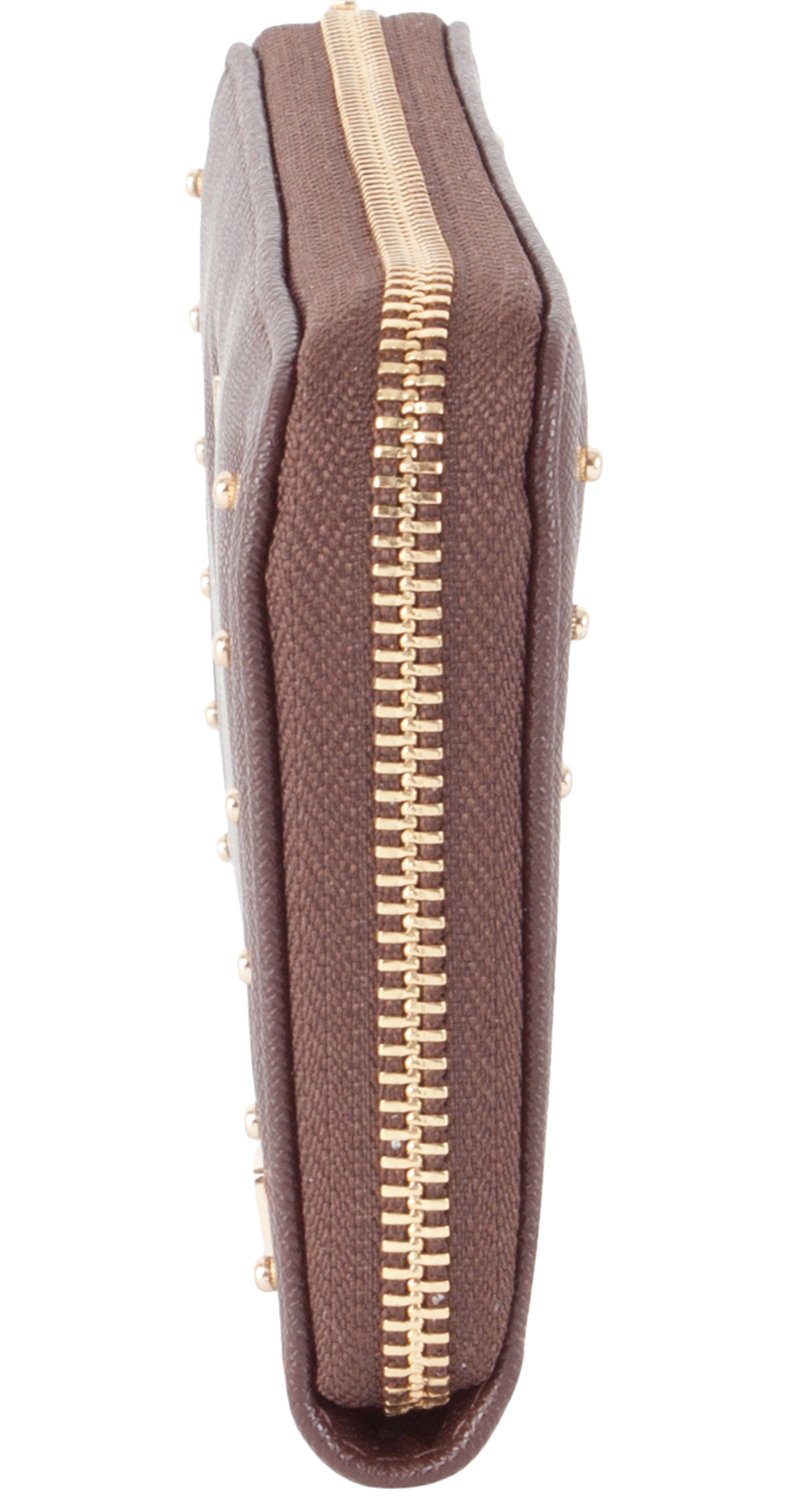 Joe's Jeans Casanova Zip Around Wallet With Studs - Brown