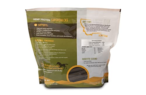 Hemptana Hemp Protein Supersnacks for Horses - Horse Treats to Support Digestive, Cognitive, & Joint Health - Improved Equine Stress Response β High Protein Horse Supplement - (4 lbs)