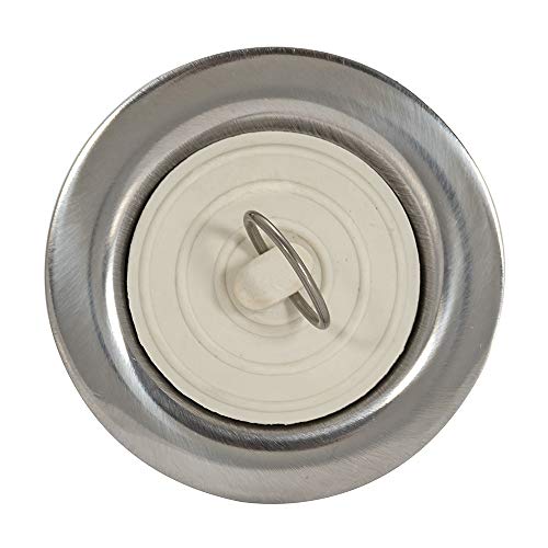 EZ-FLO Stainless Steel Laundry Tray Plug with Rubber Stopper Strainer, Heavy-Duty Sink Stopper for Bathtub or Bathroom, 30041