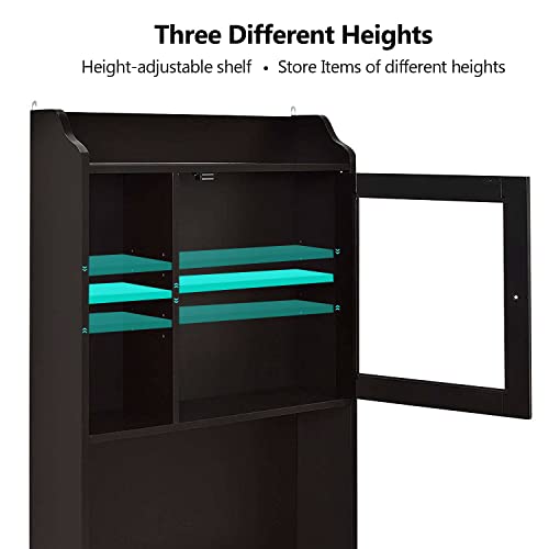 Henf Over The Toilet Storage Bathroom SpaceSaver Bathroom Storage Cabinet with Door and Adjustable Shelf Over Toilet Bathroom Organizer (Espresso)