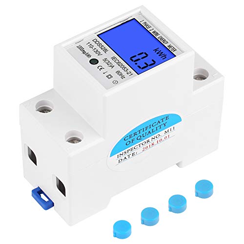 Energy Meter, Small 5 32A 110 130V 60Hz DDS528L LCD Backlight Single Phase Energy KWh Meter 35mm DIN Rail Mounting