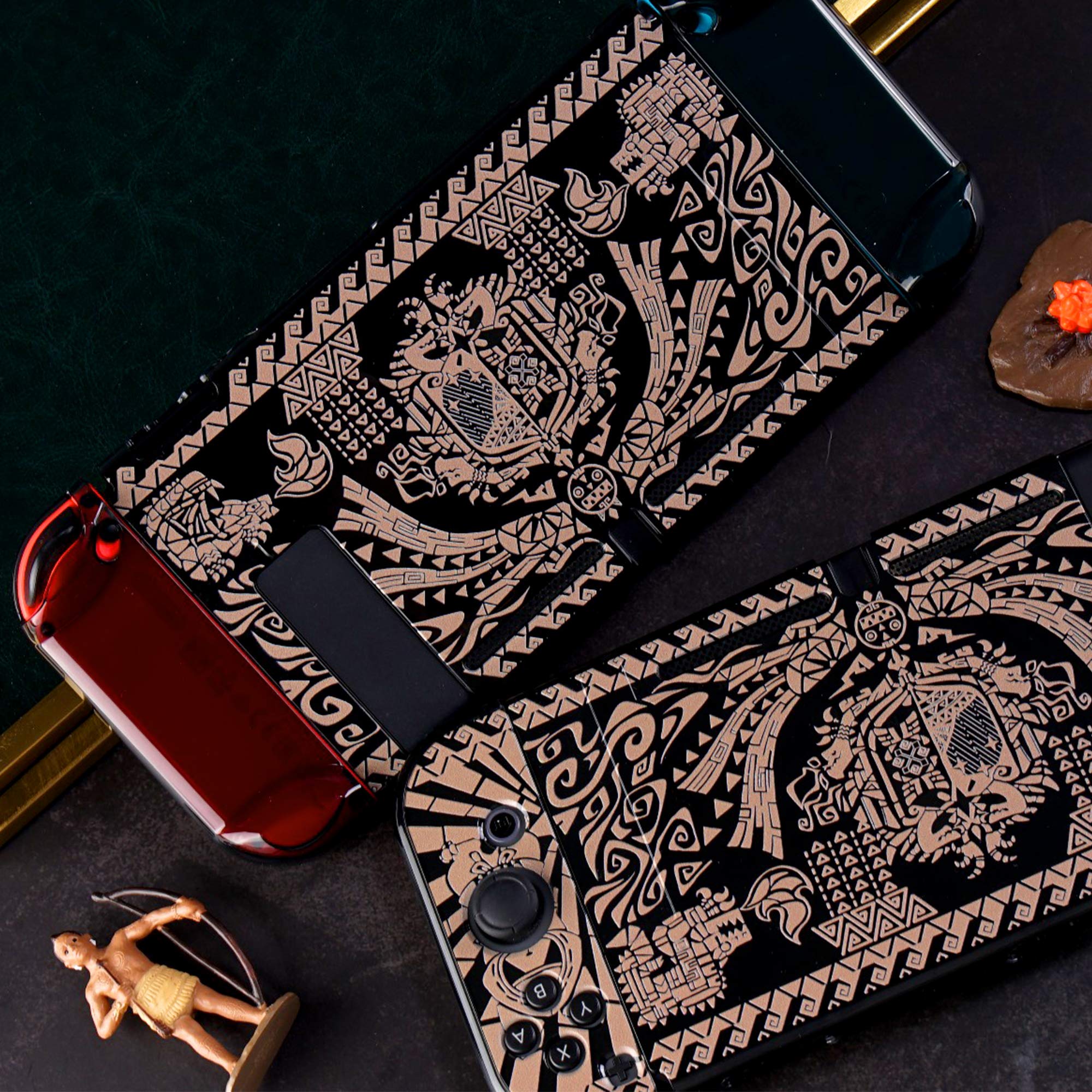Case for Nintendo Switch - for Monster Hunter Rise Theme, FANPL Hard Shell Protective Case Cover for Nintendo Switch and Joy Con Controller (Black Gold)