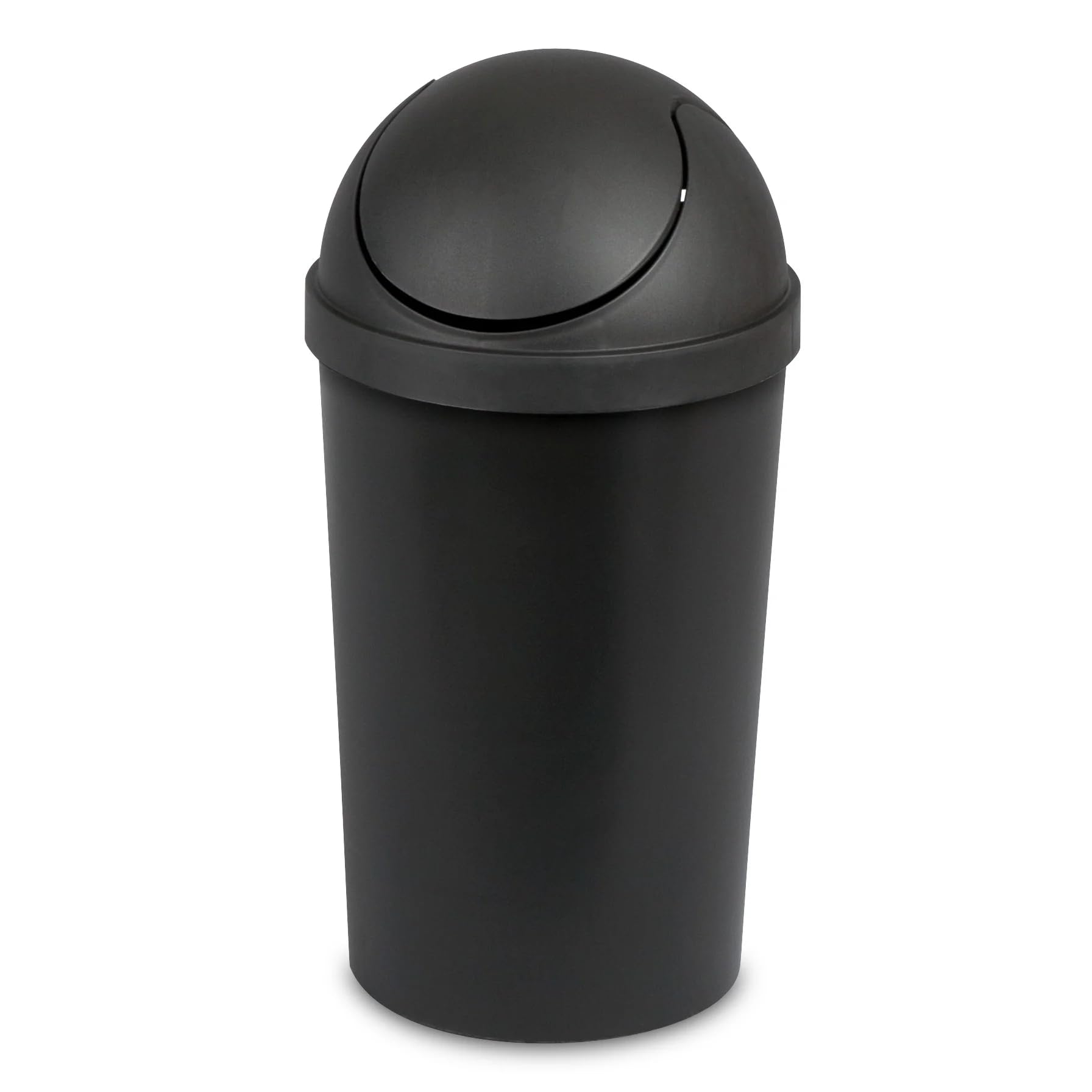 DqOasd 3 Gallon Round Wastebasket with Lid, Small Plastic Trash Can for The Bathroom, Bedroom, Dorm or Home Office, Black