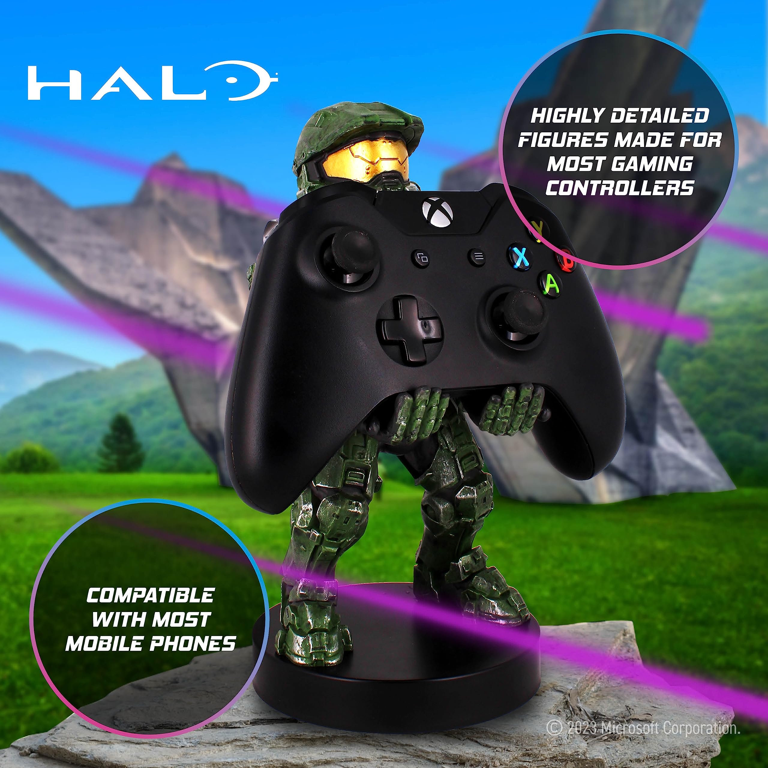 Cable Guys - Halo Figures Master Chief Gaming Accessories Holder & Phone Holder for Most Controller (Xbox, Play Station, Nintendo Switch) & Phone