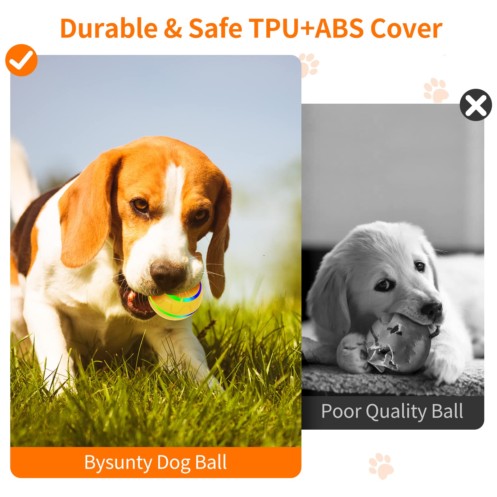 Bysunty Interactive Dog Ball Toy for Medium Small Dogs, Active Rolling Ball with Light-Up & Remote Control, Automatic Puppy Pet Birthday Gift Yellow