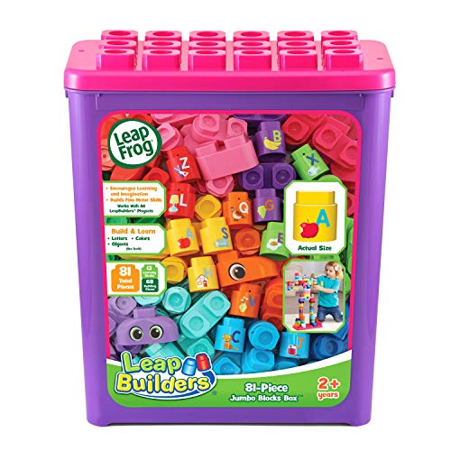 LeapFrog LeapBuilders 81-Piece Jumbo Blocks Box, Pink,24 months to 5 years