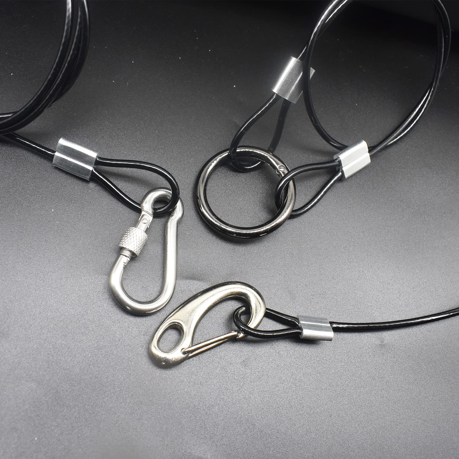 Bytiyar 20 pcs 6 inch (15cm) 3mm Thickness Stainless Steel Wire Cable with Loops Vinyl Cover Coated Short Rope Lanyard Lock Safety Tether Chains, Black