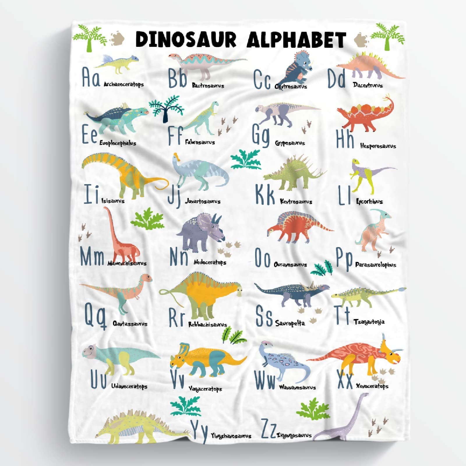 Dinosaur Alphabet Baby Blanket Gifts for Girls Boys, Jurassic Dino Decor Plush Soft Lightweight Flannel Fleece Swaddle Blanket for Newborn Receiving Blanket for Nursery Stroller Kids 40x30In Toddler