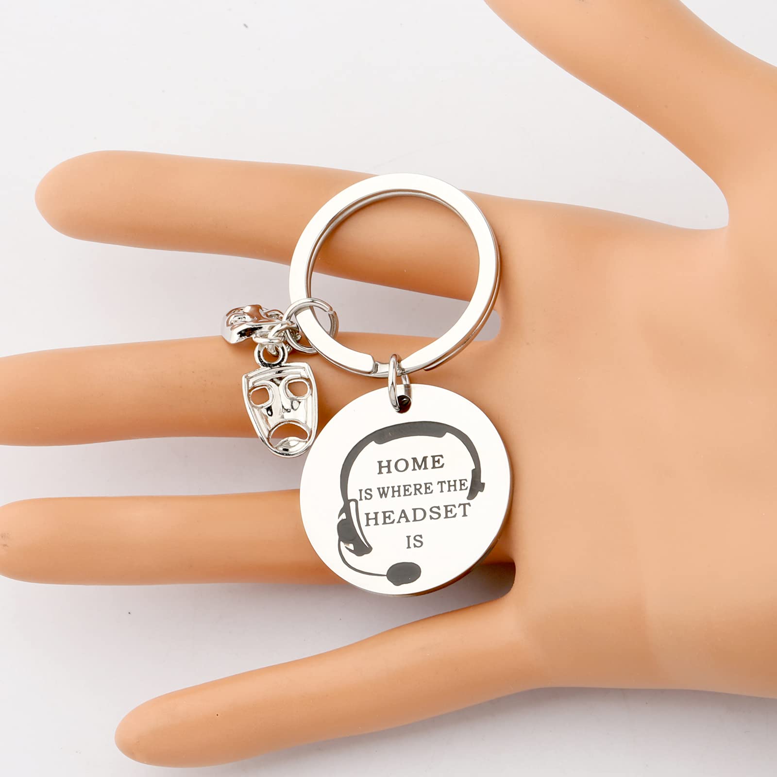 CENWA Stage Manager Keychain Drama Mask Jewelry Drama Major Gift Home Is Where The Headset Is Keychain (Home Is Where k)