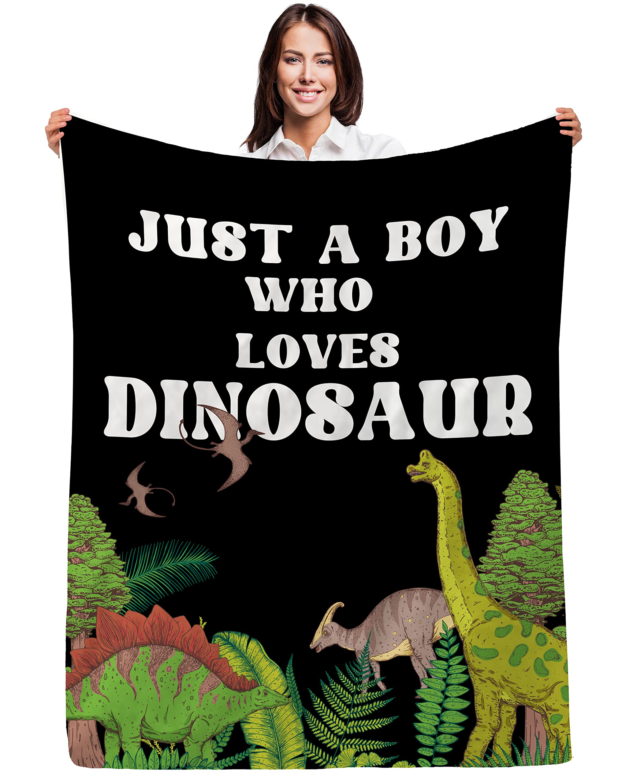 Dinosaur Blanket Gifts, 40"x50" Soft Fleece Dinosaur Throw Blanket for Boys, Lightweight, Soft, Comfortable, Warm Dinosaur Theme Gifts for Bed Couch