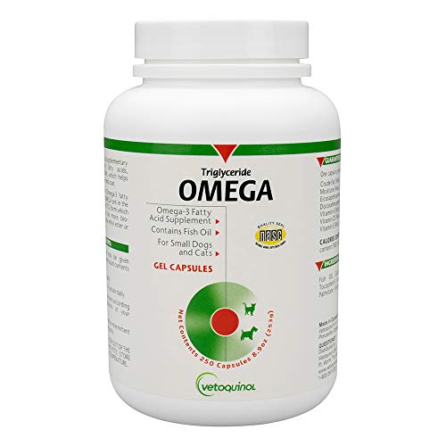 Vetoquinol Triglyceride Omega 3 Supplement for Dogs and Cats, Fish Oil Supplement with EPA and DHA, Promotes Skin, Coat, Joint, and Immune Health, Omega 3 Fish Oil for Dogs and Cats up to 30lbs, 250ct