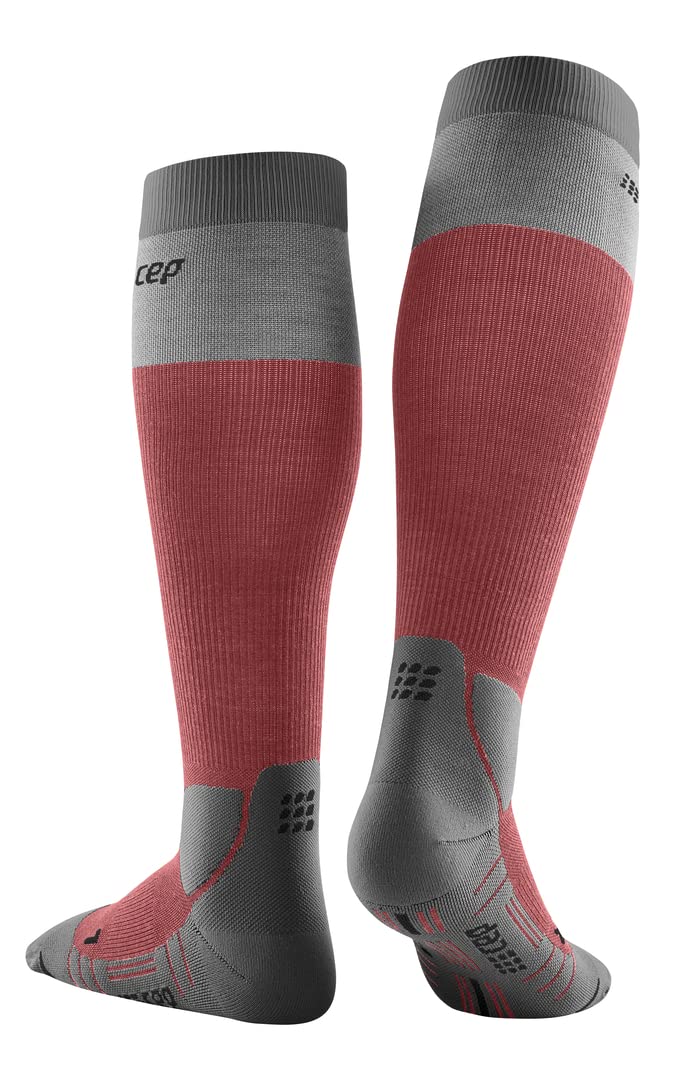 CEP Light Merino Wool Hiking Tall Compression Socks, Berry/Grey, Women, III