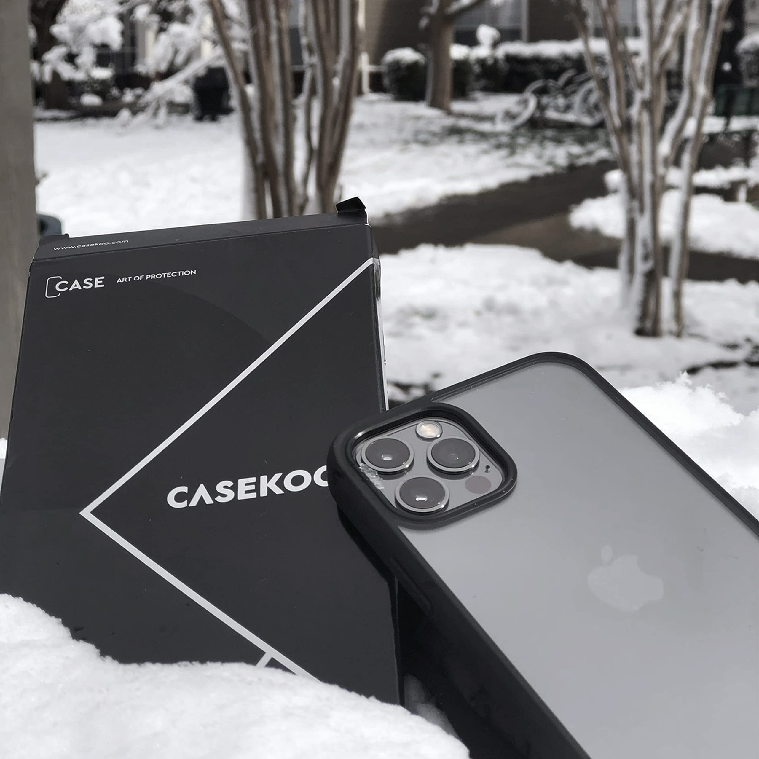 CASEKOO Crystal Clear Designed for iPhone 12 Pro Max Case, [Not Yellowing] [Military Grade Drop Tested] Shockproof Protective Phone Case Slim Thin Cover 5G 6.7 inch 2020, Black