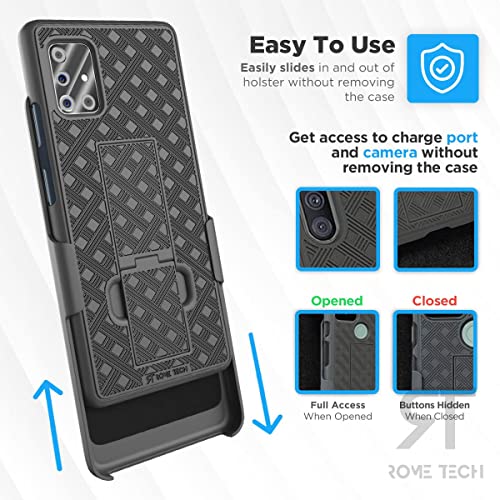 Holster Case with Belt Clip for Samsung Galaxy A71 5G SM-A716U [NOT for VERIZON 5G UW / A71 4G] - Slim Heavy Duty Combo - Phone Cover with Kickstand Compatible with Galaxy A71 5G - Black