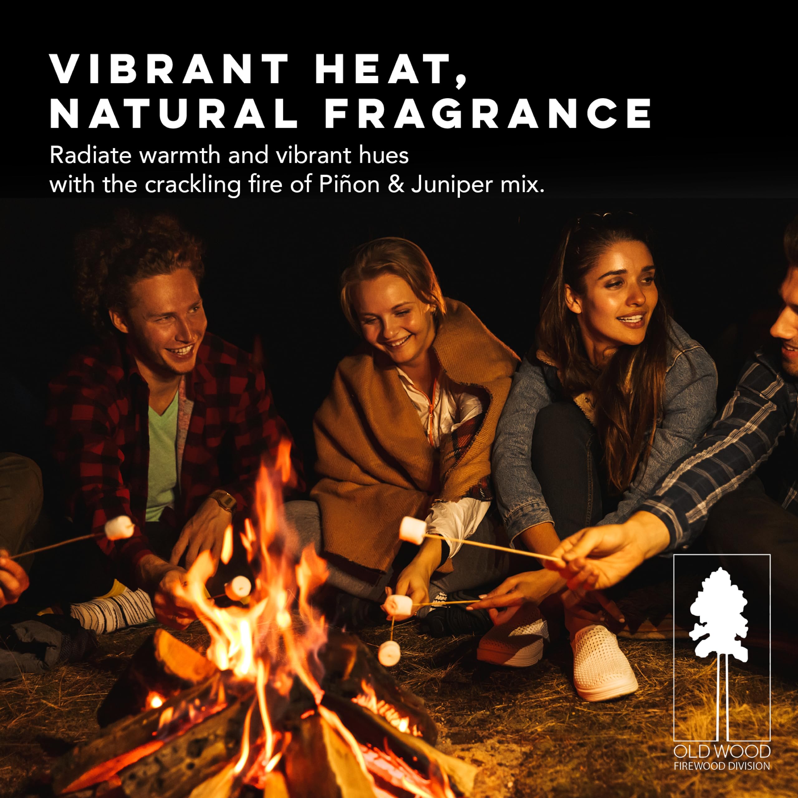 Old Wood Piñon and Juniper Firewood, Approximately 70lbs Box - Aromatic Blend for Indoor and Outdoor Use, 13"-14" Length, Southwest Scent - Fireplace, Fire Pit, Ambiance - 35 Box Packaging