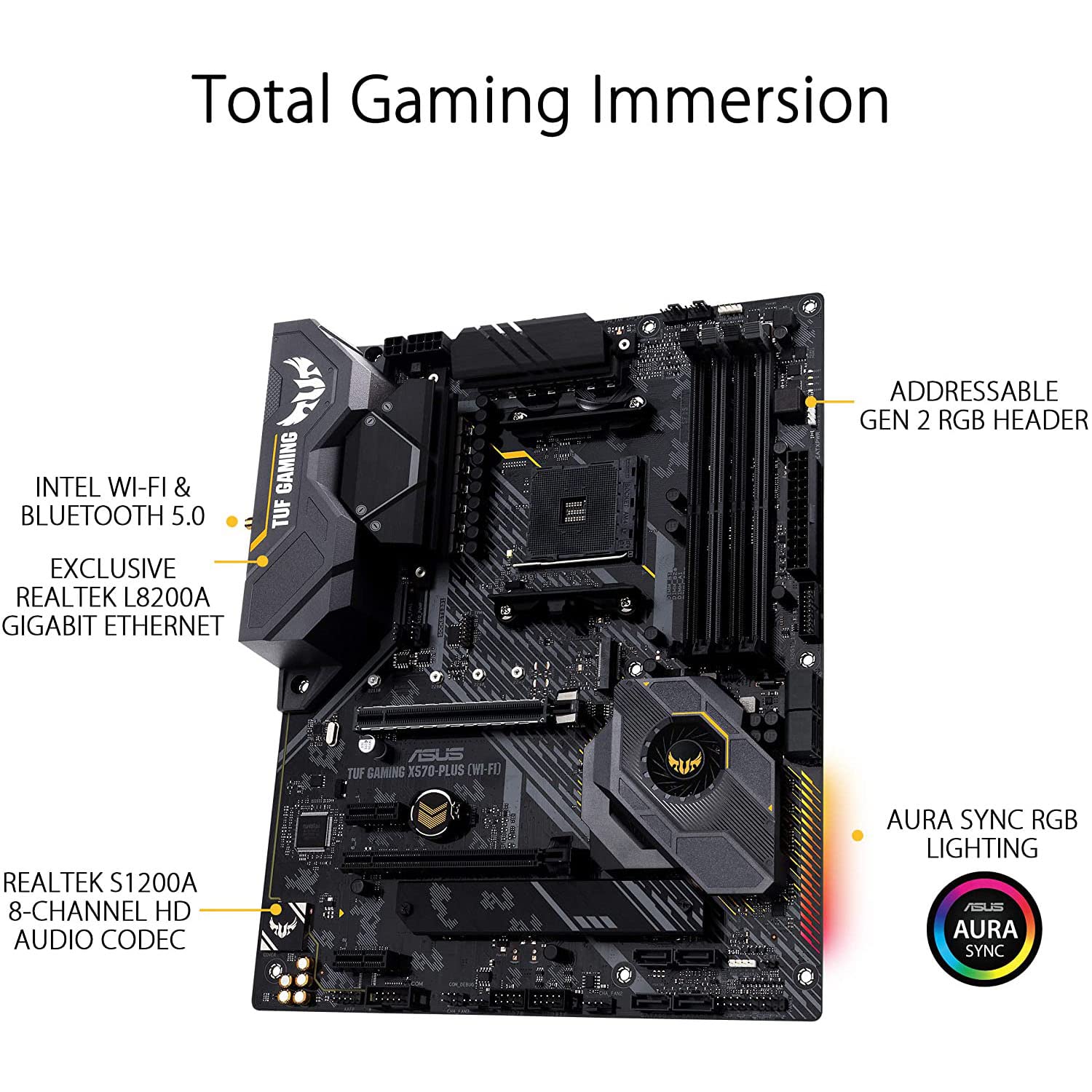 INLAND Micro Center AMD Ryzen 7 5800X 8-Core 16-Thread AM4 Unlocked Desktop Processor with ASUS TUF Gaming X570-PLUS (WI-FI) PCIe 4.0 Dual M.2 USB 3.2 Gen 2 ATX Gaming Motherboard Bundle