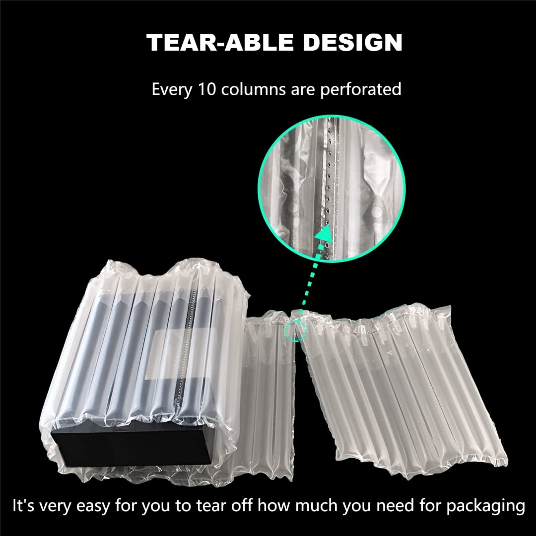 BZQZDAI 7.87" × 33 Feet Tear-able Air Column Rolls Inflatable Air Cushioning Wrap Roll Packaging Air Bubble Cushion Film for Packing,Shipping and Moving with Free Pump