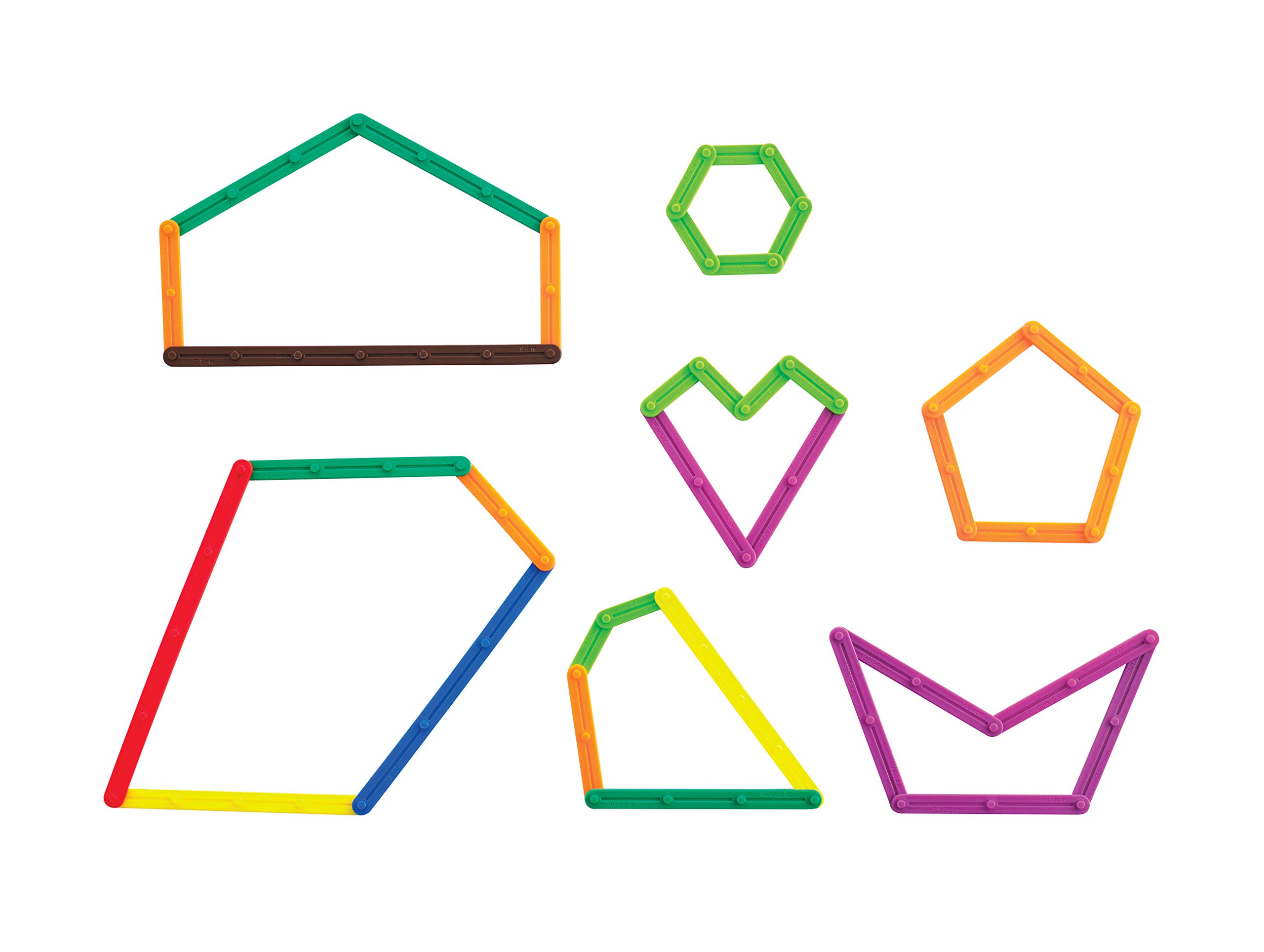 LEARNING ADVANTAGE GeoStix Basic Set - 80 Construction Sticks - 24 Activity Cards - 2 Protractors - Build 2D Shapes and Measure Angles - Teach Geometry with Construction