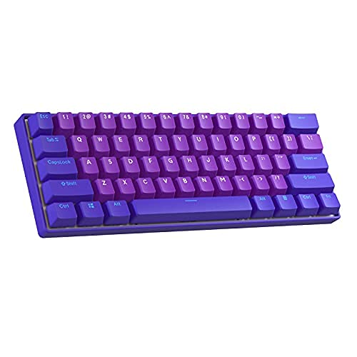 BOYI 61 Mini Mechanical Keyboard,60% Mini RGB PBT Keycap Cherry MX Switch Compact RGB Mechanical Gaming Keyboard (Purple Color,Cherry MX Silent Red Switch)