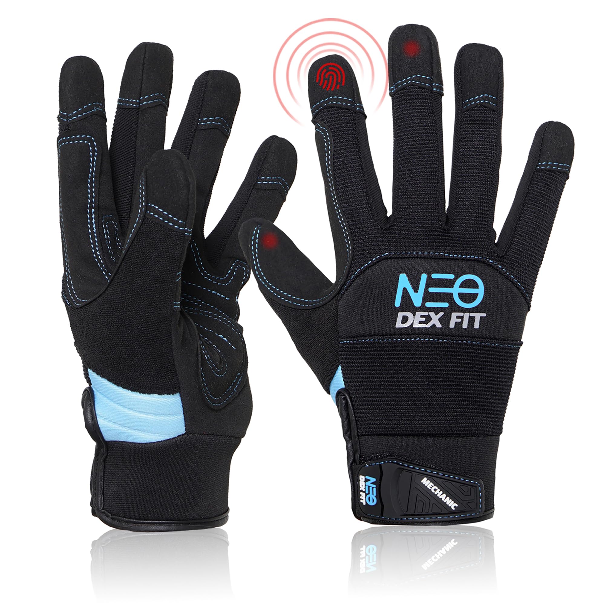 DEX FIT MG310 Mechanic Fingerless Gloves, Durable Reinforcements, Firm Grip, Comfort Fit, Touchscreen Compatible, Thin and Breathable, Washable, Black M (8) 1 Pair