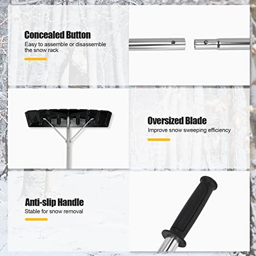Goplus Snow Roof Rake, Extendable 4.8-20FT Snow Shovel for Snow Removal w/ Aluminum Frame & Anti-Slip Handle, Ideal for Roof Car, 25-Inch Blade