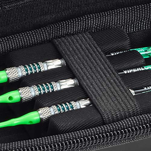 Casemaster Sentry 6 Dart Case Slim, Holds Extra Accessories, Tips, Shafts and Flights, Compatible with Steel Tip and Soft Tip Darts, Impact & Water Resistant TacTech Shell, Blue Zipper