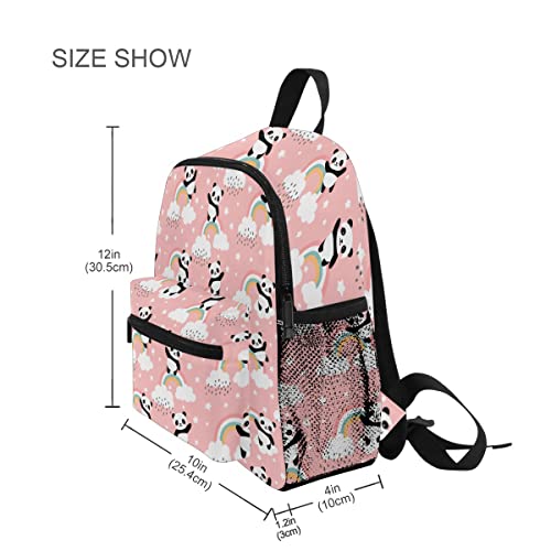 Glaphy Kid's Backpack Panda Cloud Rainbow Pink Toddler Backpack for Daycare Travel, Preschool Bookbags for Boys Girls