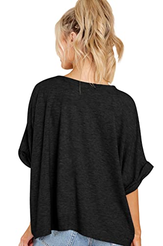 Women Oversized T Shirt Short Sleeve Loose Casual Basic Shirts Summer Tee Tops Black