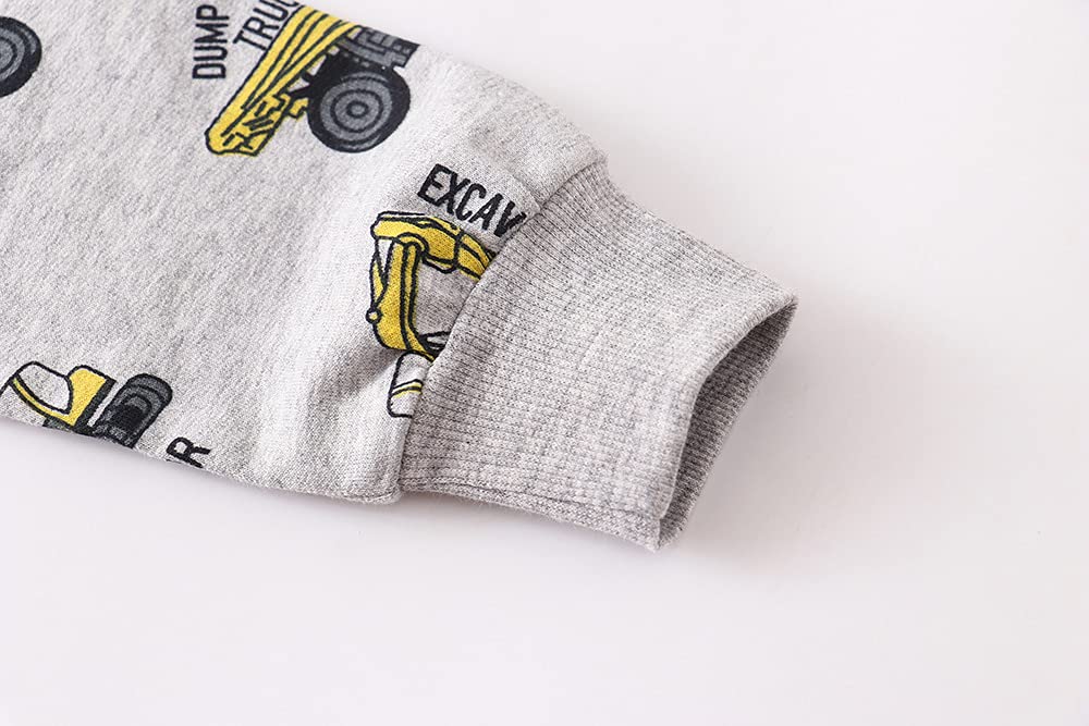 Boys Sweatshirts Excavator Long Sleeve Crewneck Pullover Toddler T-Shirts Cotoon Sport Cute Tops for Kids Tee Outdoor Size 4T