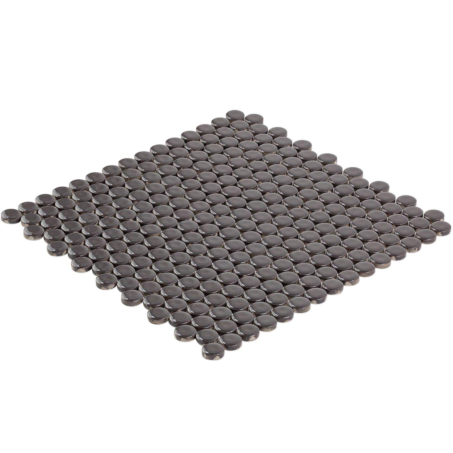 Bliss Penny Round Pavement Ceramic Polished Mosaic Tile Sample