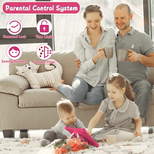 SGIN Kids Tablet, 10 Inch Tablet for Kids, 2GB+32GB Android 12 Kids Tablets with Case, WiFi, Parental Control APP, Dual Camera, Educational Games,iWawa Pre Installed (Pink)