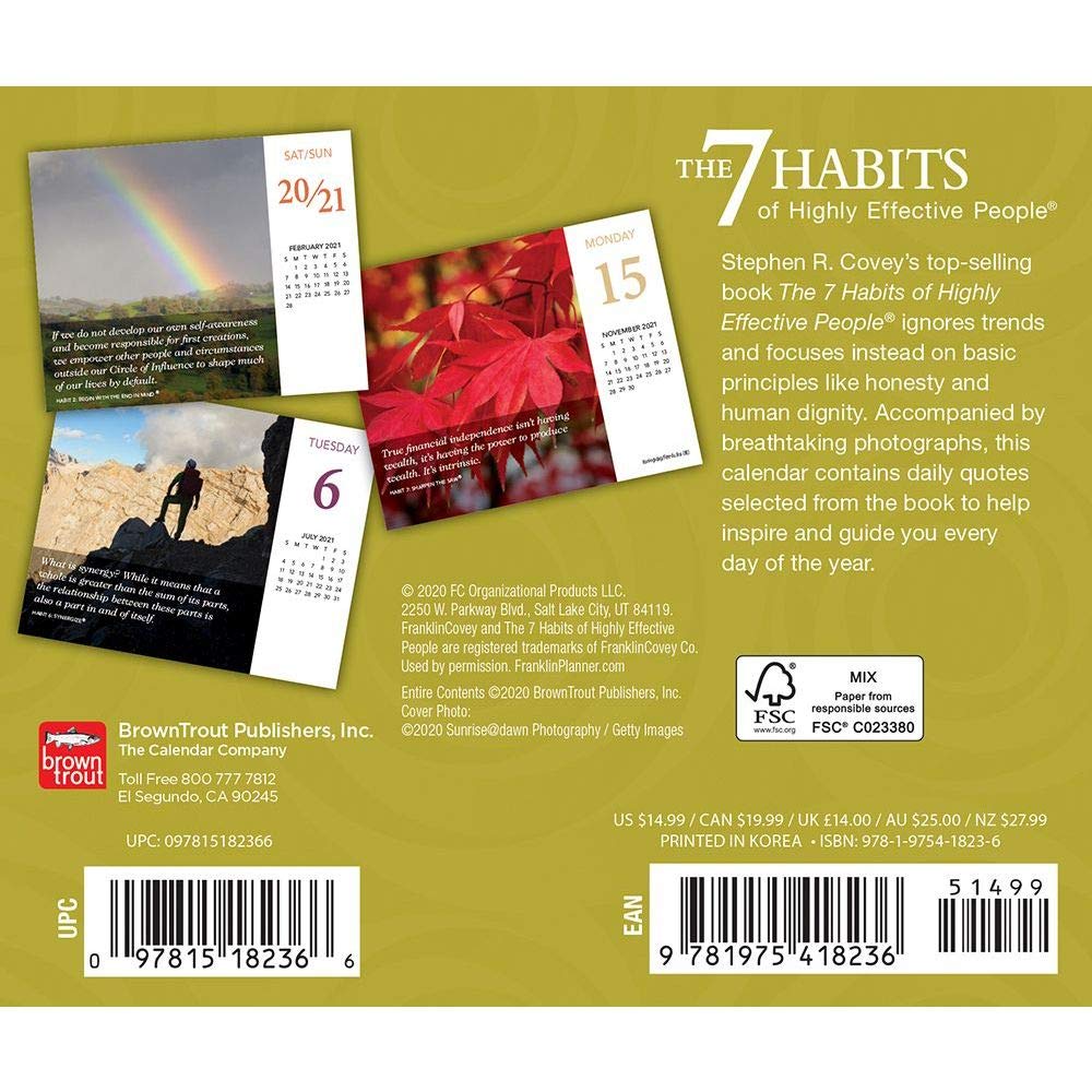 BrownTrout, 7 Habits Desk Calendar 2021