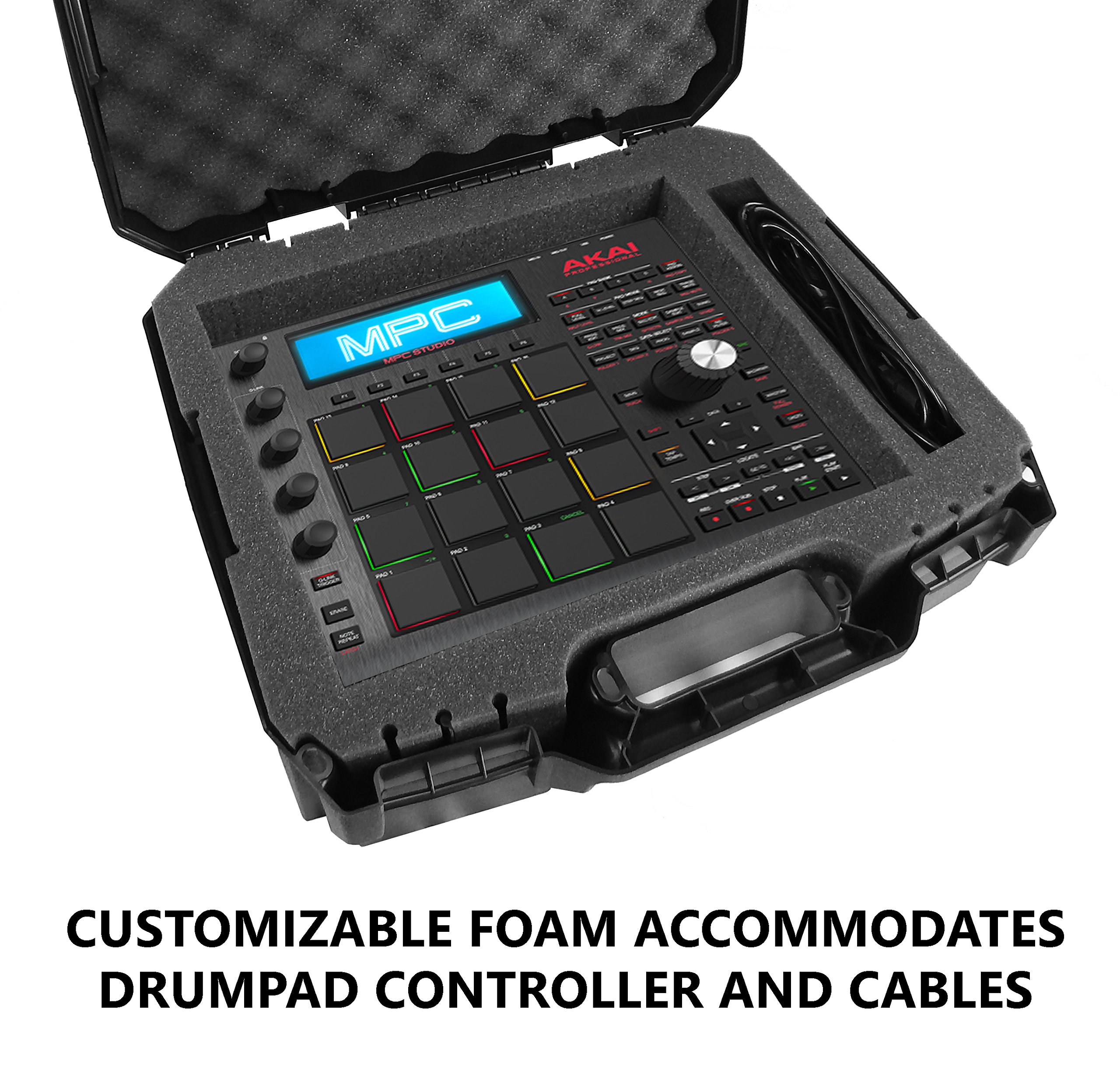 CASEMATIX Hard Shell Travel Case Compatible with Akai FIRE, MPK mini Play, MPC ONE, APC Key 25, MPD226, MPD218, APC Mini, MPK Mini mk3, MPC Studio, Element, MidiMix Tom Cat & Rhythm Wolf, Case Only