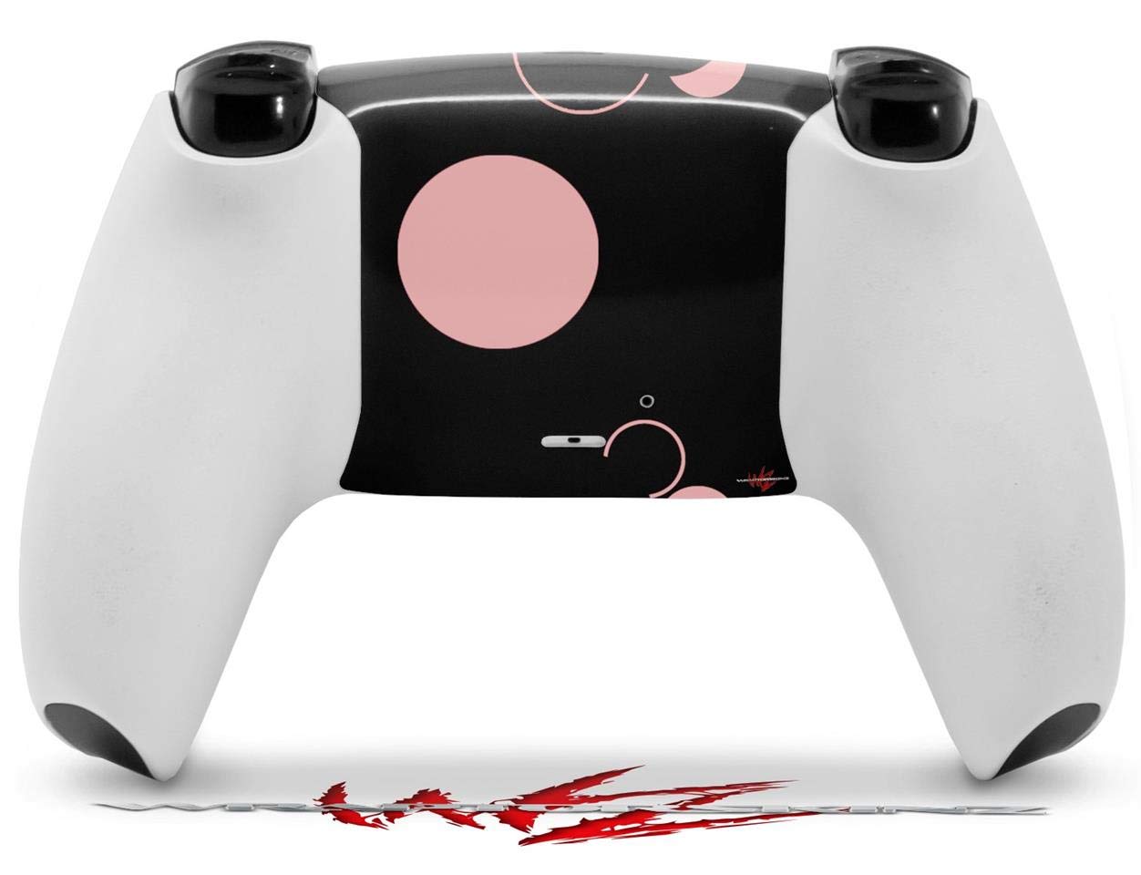 WraptorSkinz Skin Wrap compatible with Sony PS5 DualSense Controller Lots of Dots Pink on Black (CONTROLLER NOT INCLUDED)