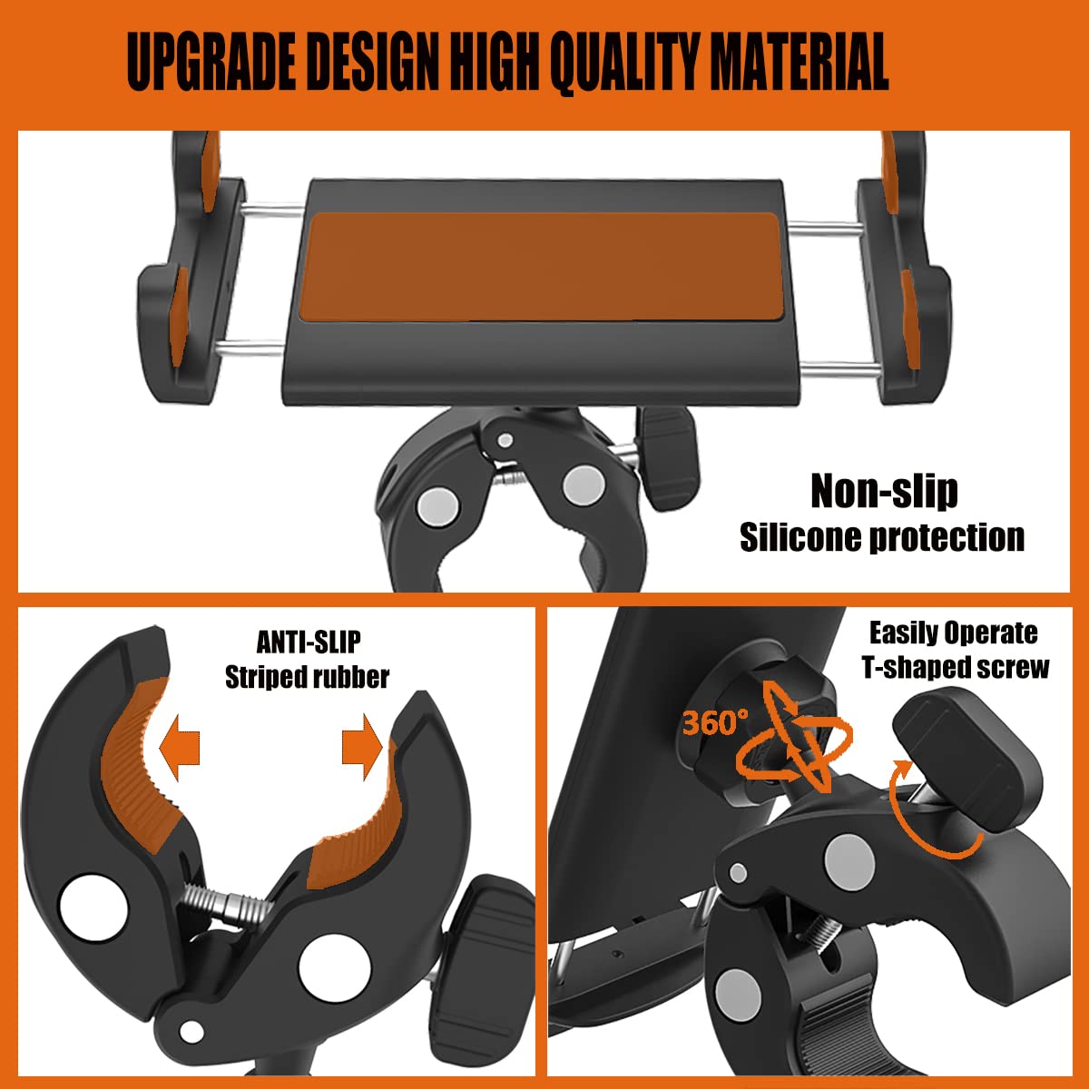 Kolasels Bike Handlebar Tablet Mount for 4-13" iPad & Phone, Motorcycle Handlebar Tablet Holder with Super C-Clamp for Microphone/Bicycle/Treadmill/Elliptical, Fit for iPad Pro, Air, Mini, iPhone