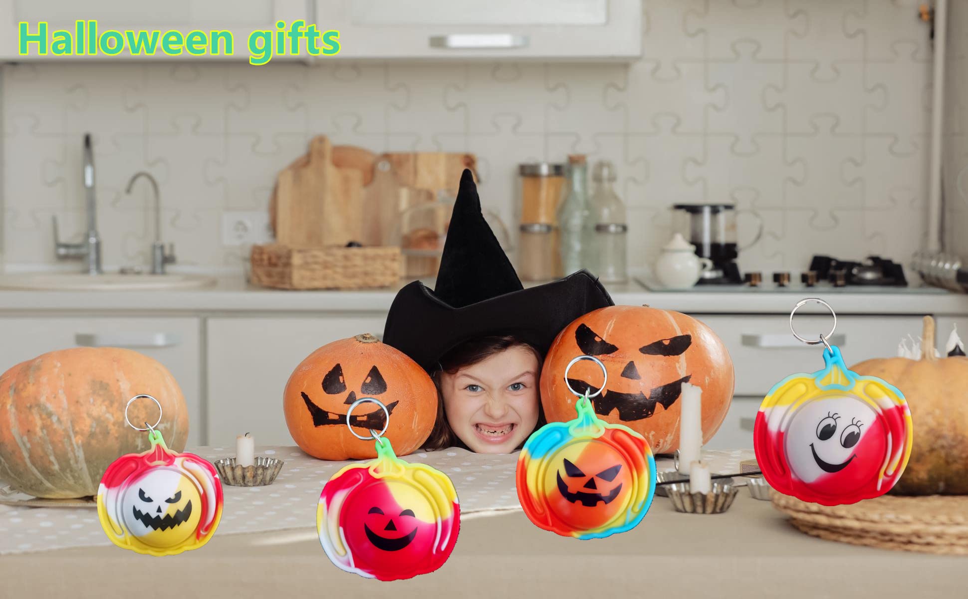 Roaqua Bulk Pumpkin Fidget Bubble Mini Pop,Small Birthday Halloween Party Favors Supplies and Student Prizes(30 Packs)