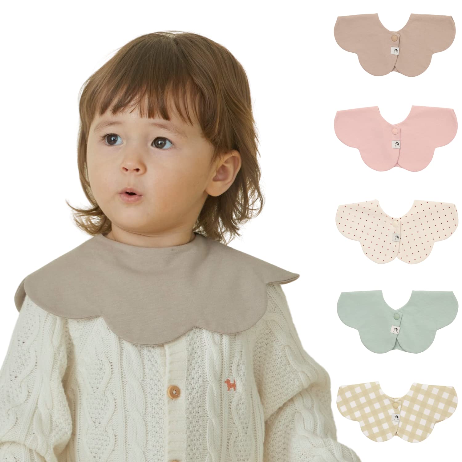 Konny Baby Bibs 5-Pack, 360 ββΒ° Rotate, Soft and Absorbent Bandana Drooling Newborn Essentials Burp Cloths for Boys Girls (Set4)