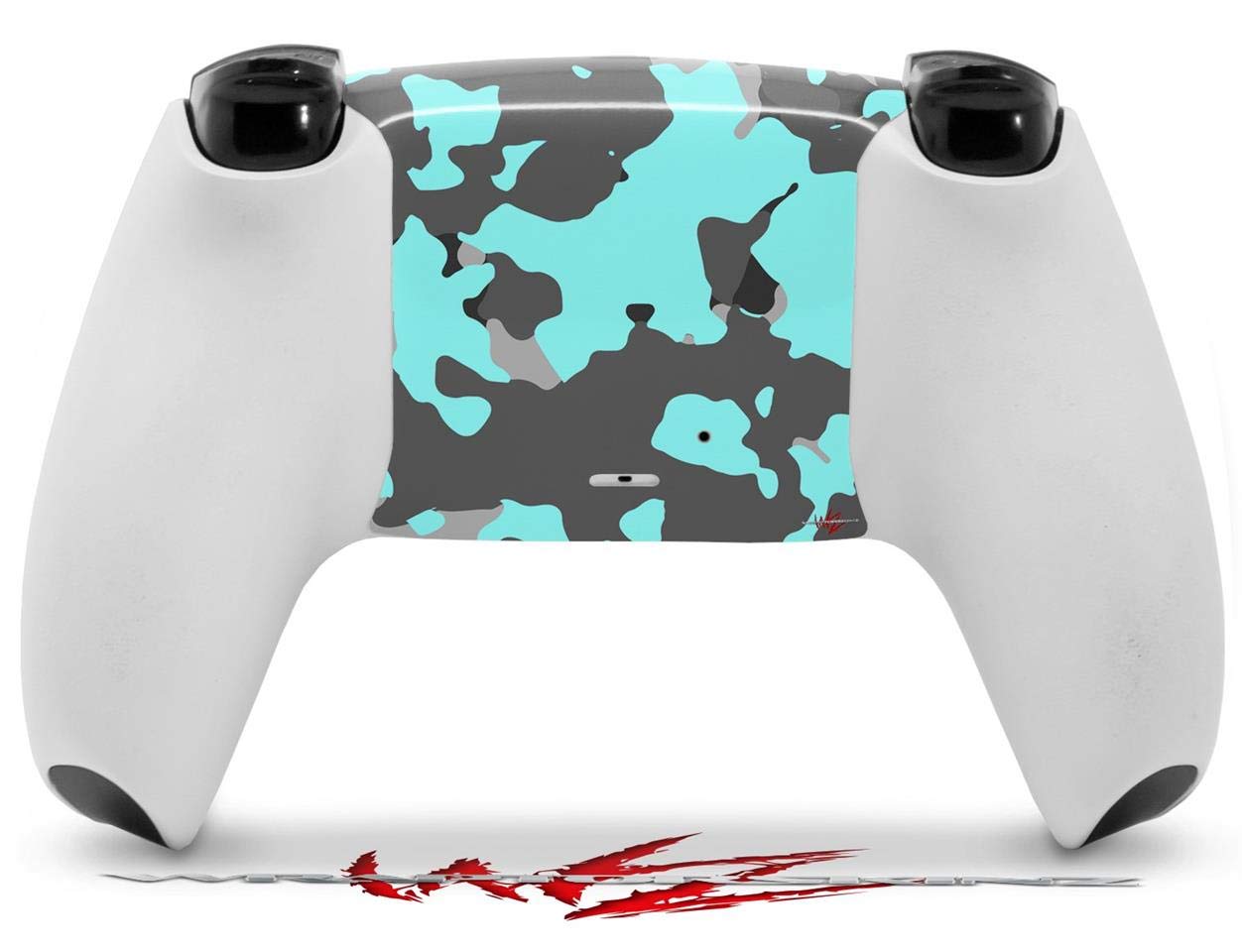 WraptorSkinz Skin Wrap compatible with Sony PS5 DualSense Controller WraptorCamo Old School Camouflage Camo Neon Teal (CONTROLLER NOT INCLUDED)