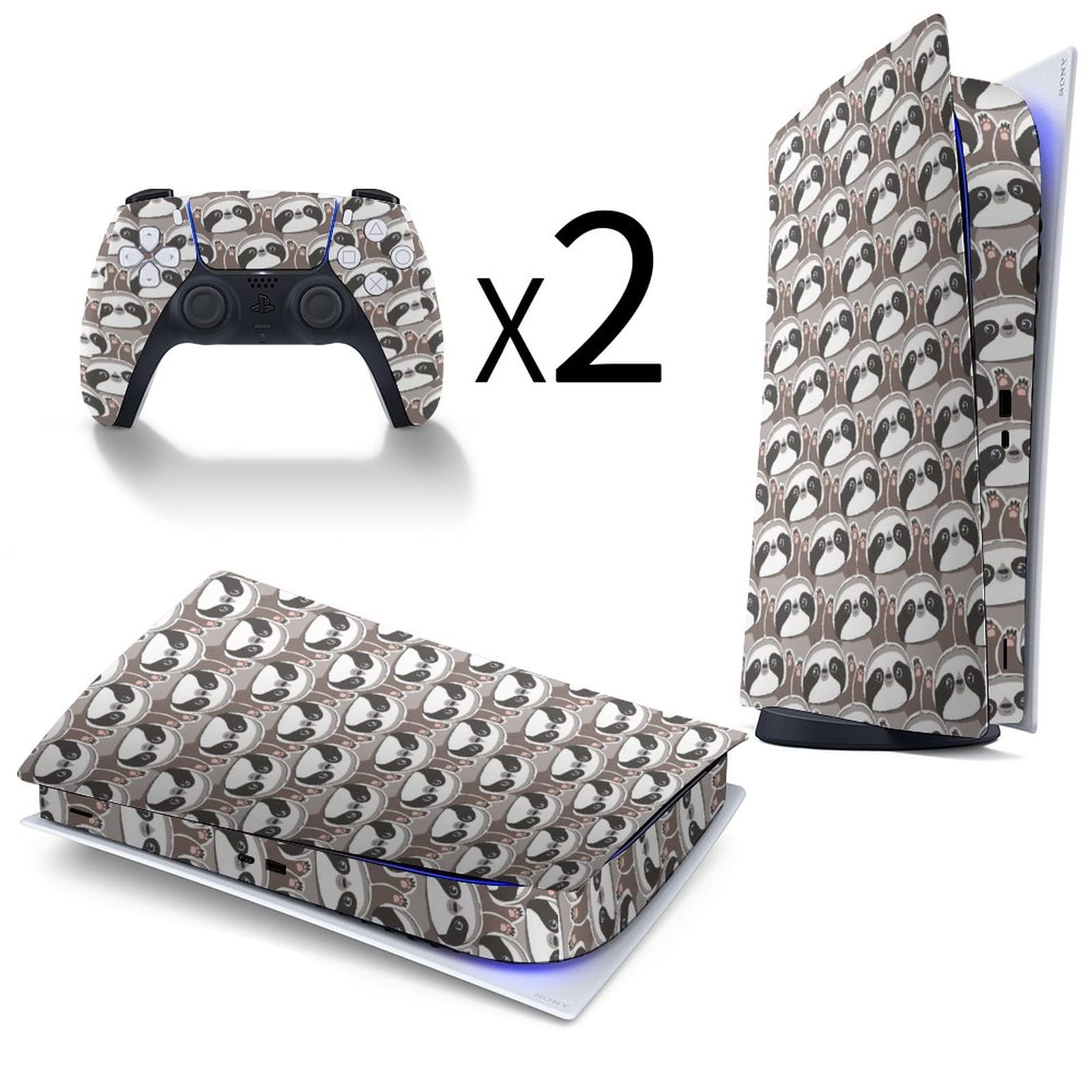 Cute Animal Sloth Full Protective Skin Cover Design Wrap Decal Sticker Compatible with PS5 Digital Edition Console and Controller