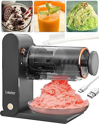 Shaved Ice Machine Electric - Rechargeable Snow Cone Maker, Frozen Dessert Machine Makes Soft Smoothies, Slushie (Dark Grey)