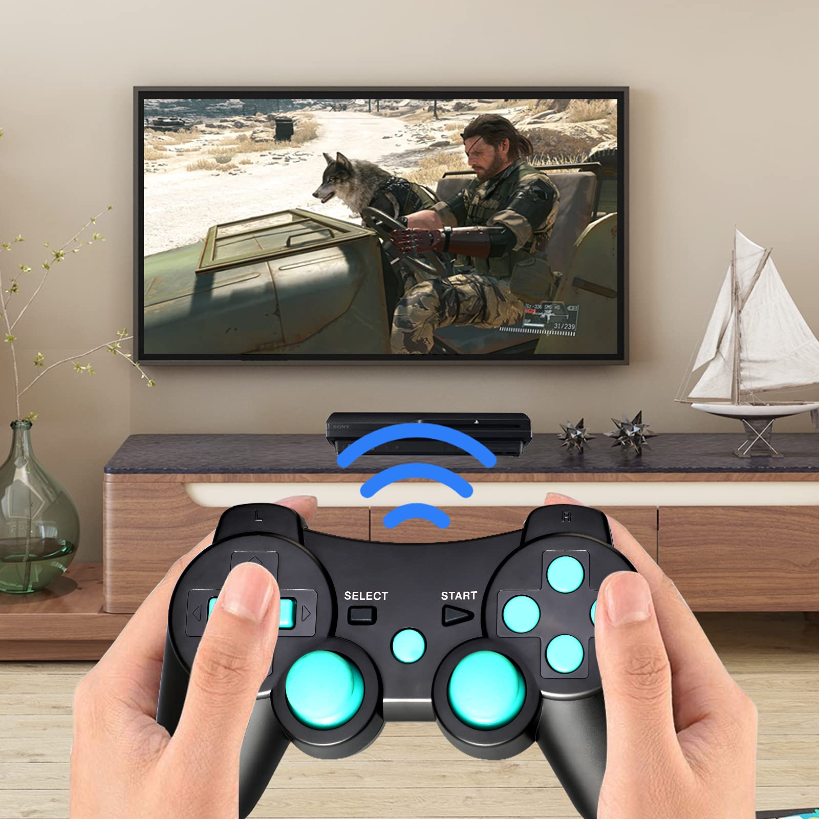 CFORWARD Controller, Controller Wireless, Remote, Wireless Rechargeable Gamepad Dual Vibration Remote Joy stick Compatible for 3