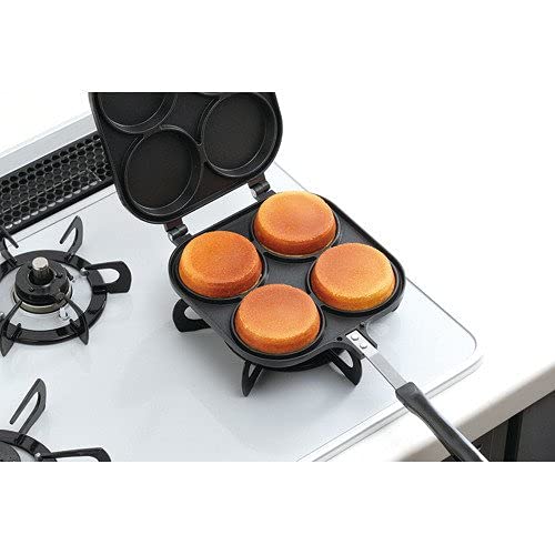 JapanBargain 4742, Japanese Obanyaki Pan Stuffed Pancake Toaster Large 3 inch Pancake Maker Nonstick Aluminum Pan, Four Molds