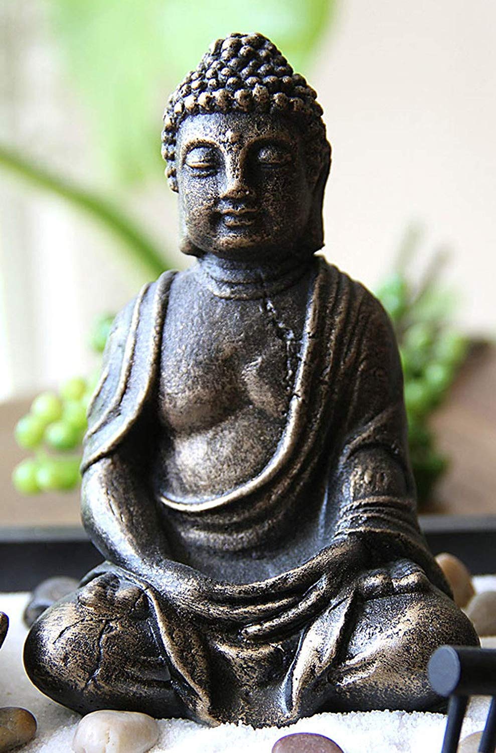 Royal Brands’ Zen Garden with Buddha, Rake, Tea Light Candle and Incense Holder - Peace and Tranquility (14.5"x5"x7")
