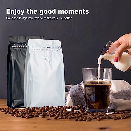 ODDIER 16oz 1 lb 60pcs Coffee Bags with Valve,Vented Coffee Bags Barrier Bags Store Bags Coffee Packaging Coffee Storage Pouches(White)