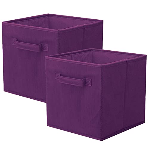 ShellKingdom Storage Bins, Foldable Fabric Storage Cubes and Cloth Storage Organizer Drawer for Closet and Toys Storage,2 Pack(Purple)