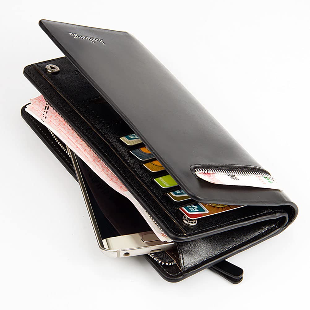 Rswsp Minimalist Leather Bifold Wallet for Men Business Casual Card Cases Large Storage Capacity，KF010BL