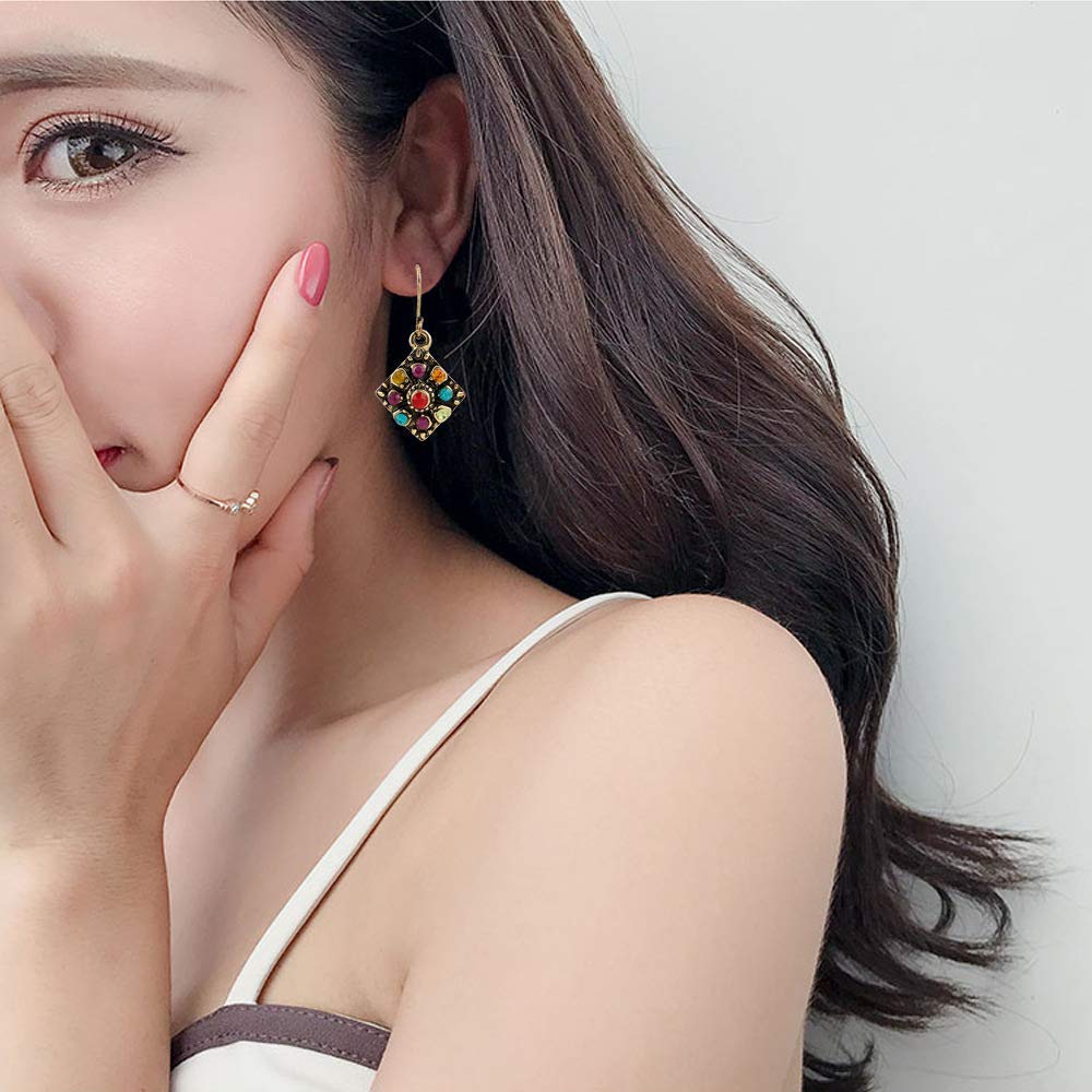 Bohemian National Style Earrings, OYEFLY Diamond Earrings Retro Rhinestone Ear Stud Earrings Jewelry Eardrop Gift