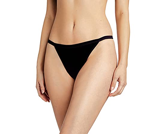 Nabtos Sexy Women's Underwear Cotton Panties G String T-Back Thongs Lingerie (Pack of 6) (Medium, Black, m)